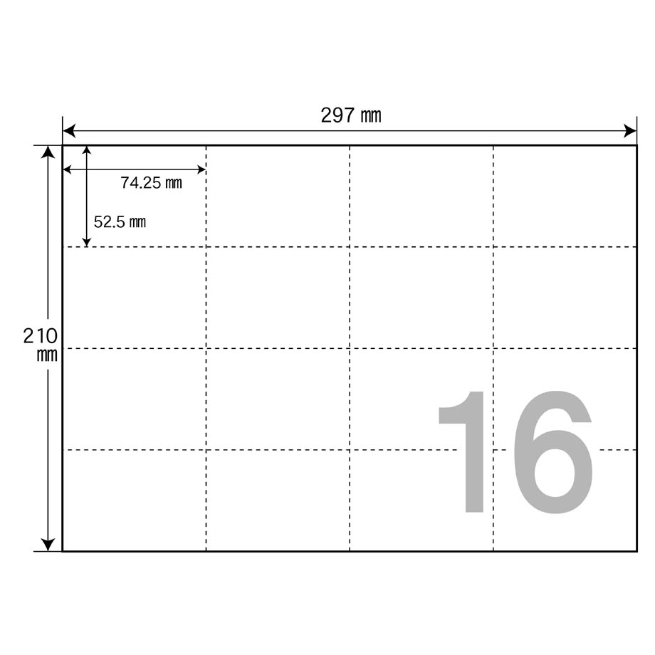 A4ミシン入り用紙 POP・プライスカード用 16分割 上質70kg｜手でも切り離せる多用途プリンター用紙 | 店舗・オフィス向け紙製品＆販促資材【フォーワテックドットコム】